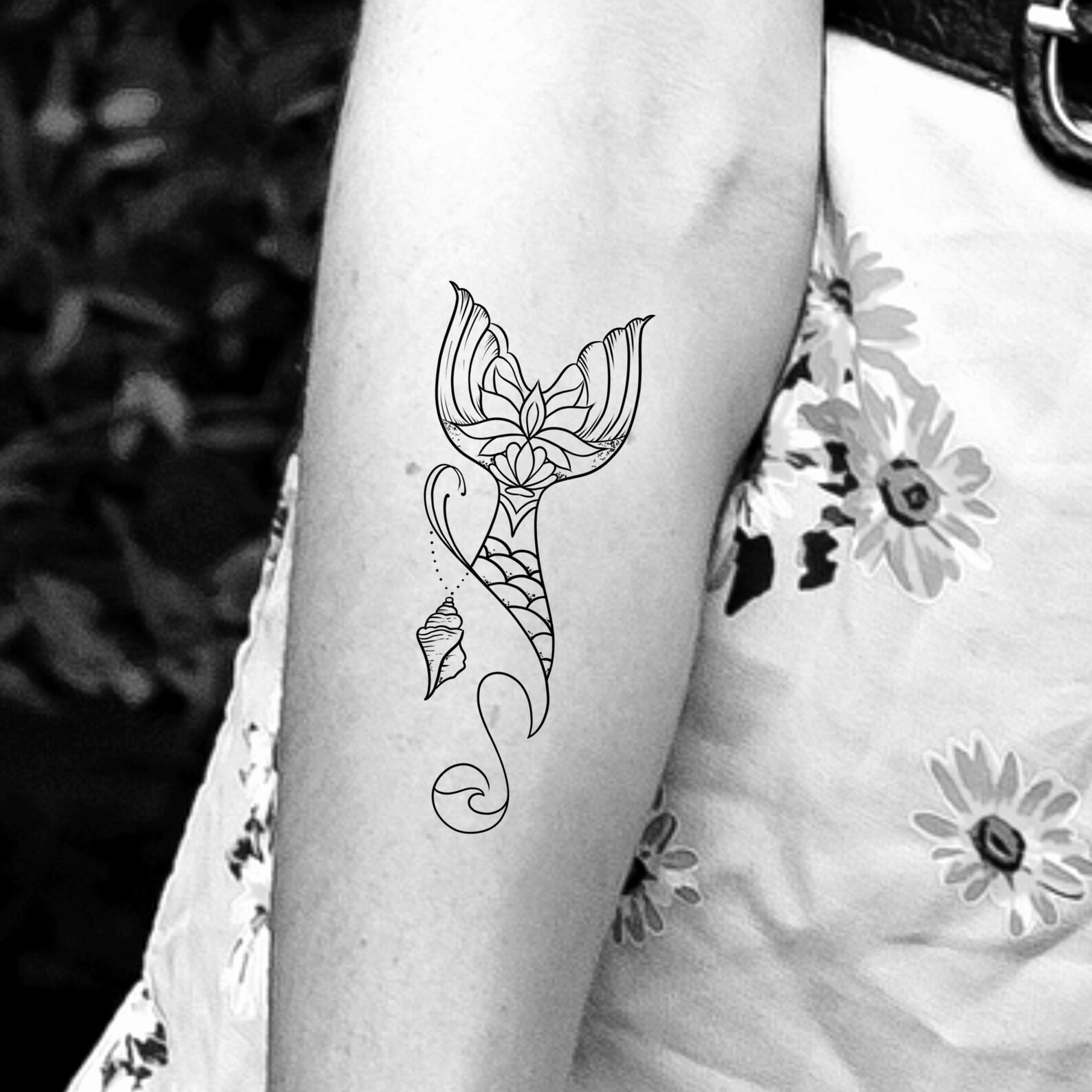 Mermaid Lotus Tail Temporary Tattoo - Etsy