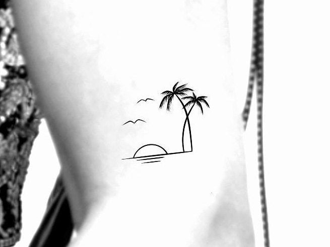 Island Palm Tree Tattoo