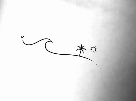 Wave Palm Tree Tattoo - Etsy Hong Kong