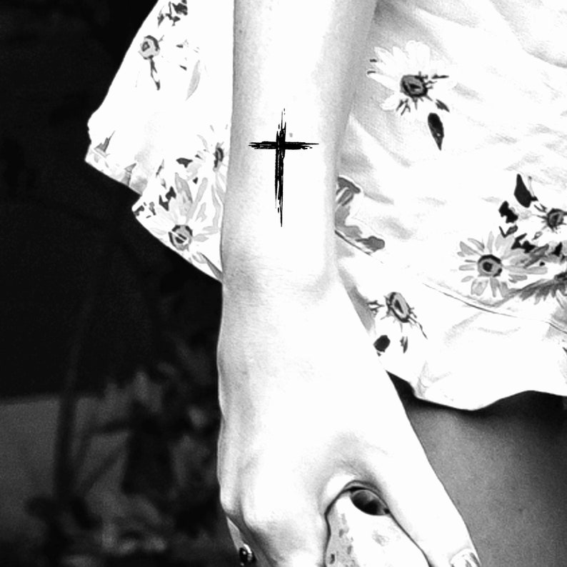 Distressed Cross Temporary Tattoo - Etsy