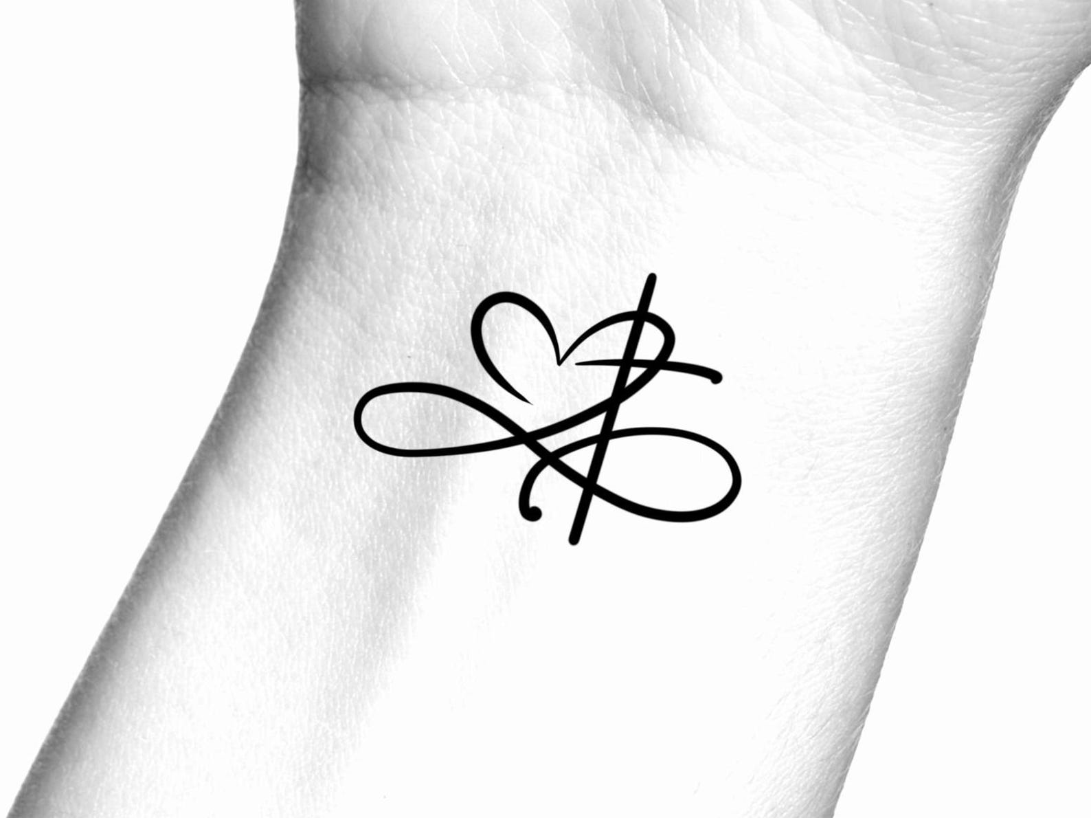 Cross Heart Infinity Temporary Tattoo - Religious Tattoo - Etsy
