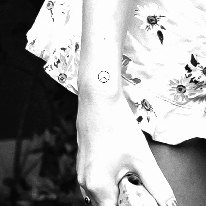 Small Peace Sign Temporary Tattoo | Etsy