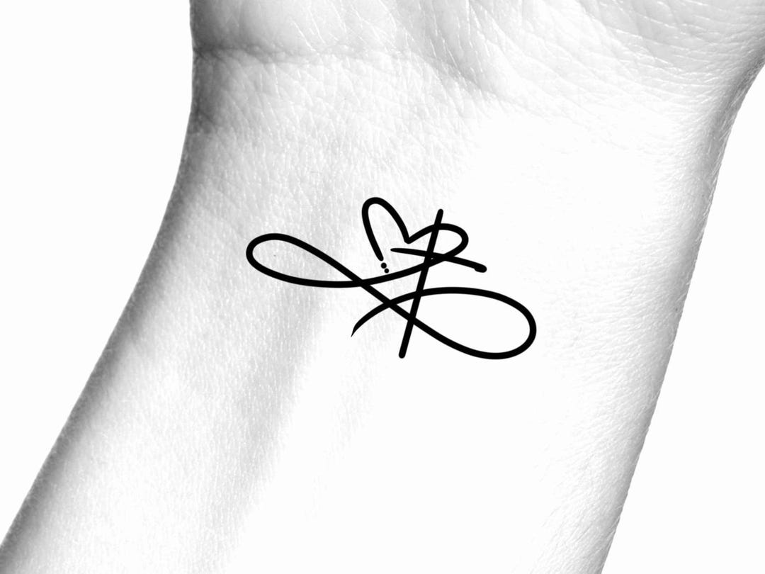Cross Heart Infinity Temporary Tattoo - Religious Tattoo - Etsy