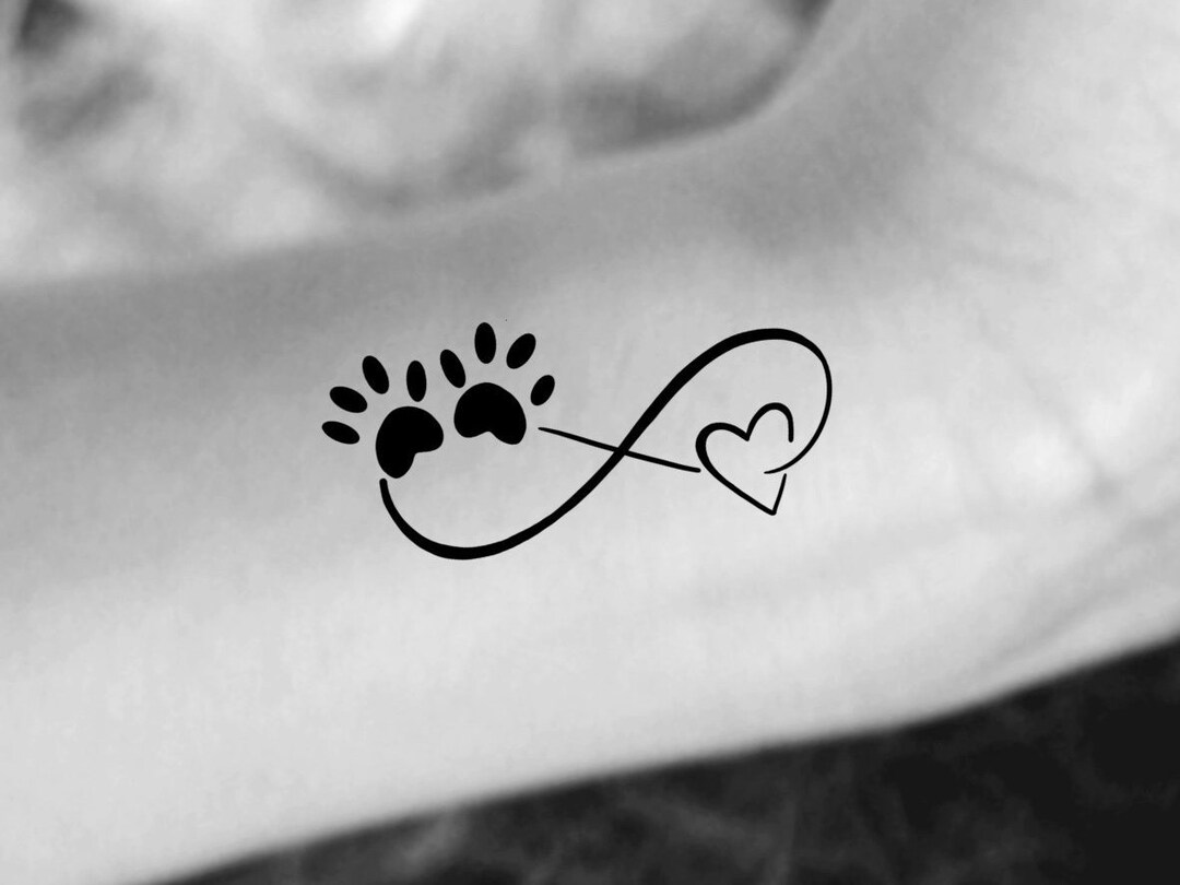 Infinity Paw Print Heart Temporary Tattoo / Heart Tattooinfinity Tattoo ...