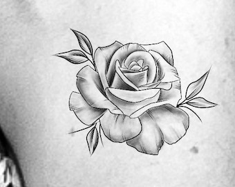 Rose Face Line Temporary Tattoo - Etsy