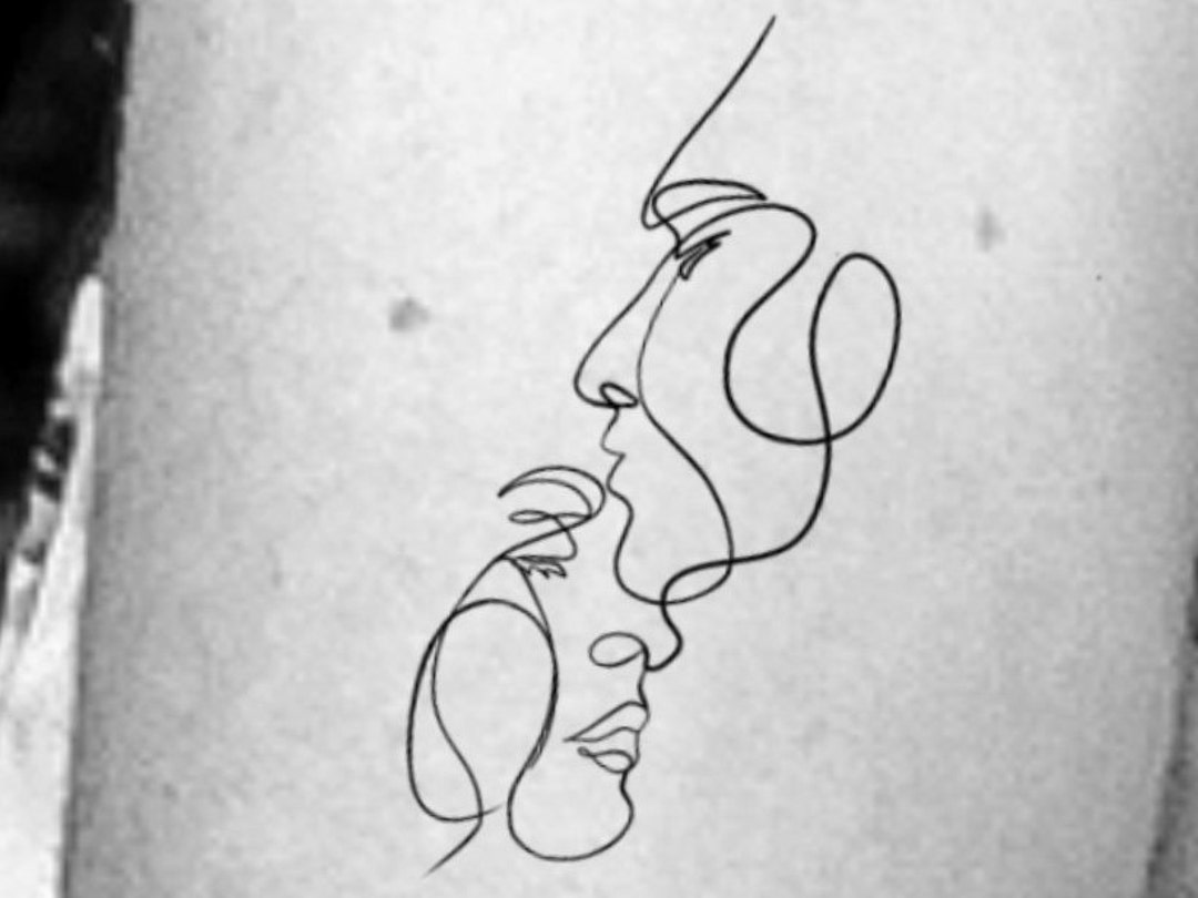 Faces Temporary Tattoo / Line Faces Tattoo / Woman Face Tattoo / Line ...