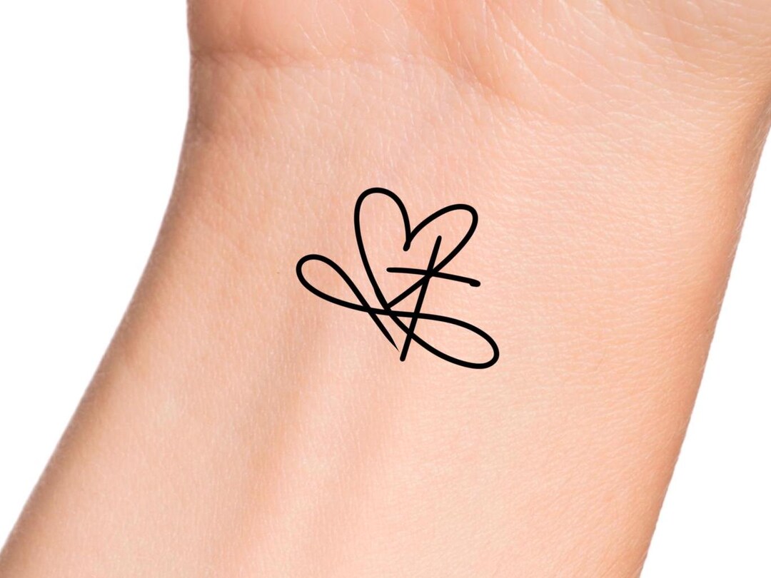 Cross Heart Infinity Temporary Tattoo - Religious Tattoo - Etsy