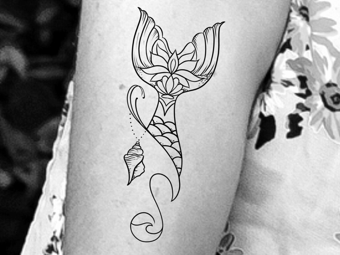 Mermaid Lotus Tail Temporary Tattoo - Etsy