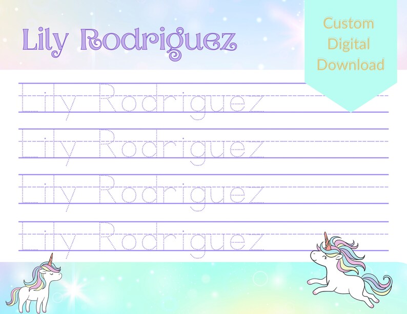 Custom Name Tracing Worksheet - Etsy