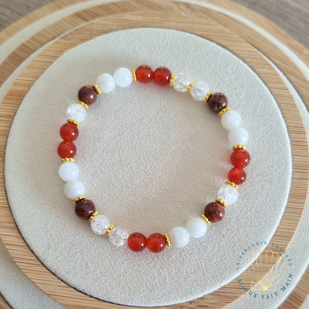 FERTILITY BRACELET FERTILITY / Natural Stones Carnelian, Red Jasper, Moonstone, Rock Crystal ...