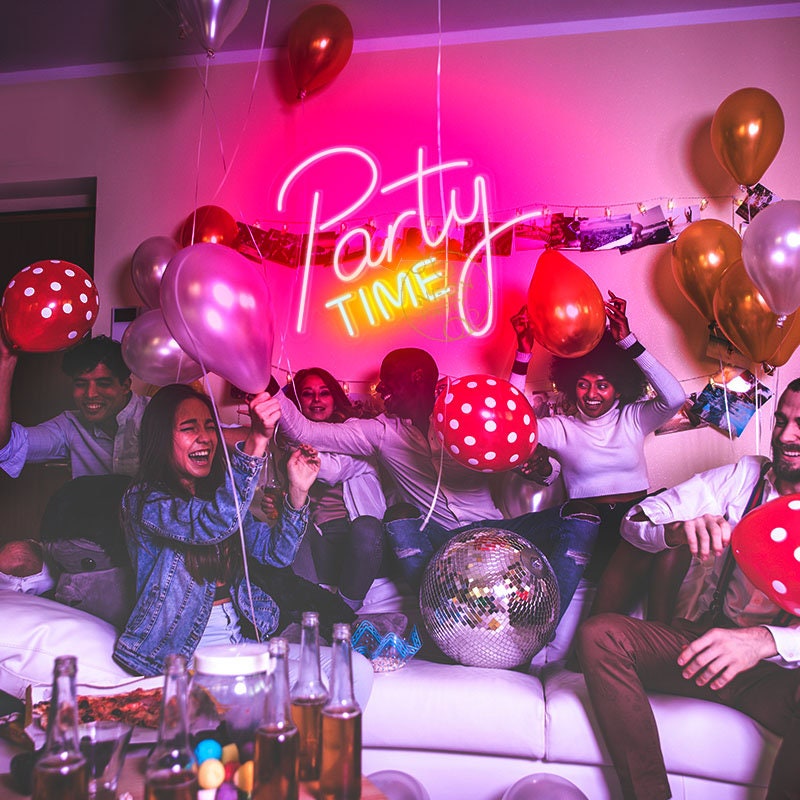 Party Time Neon Sign | Custom LED Neon Sign | Party and Event Decor ...