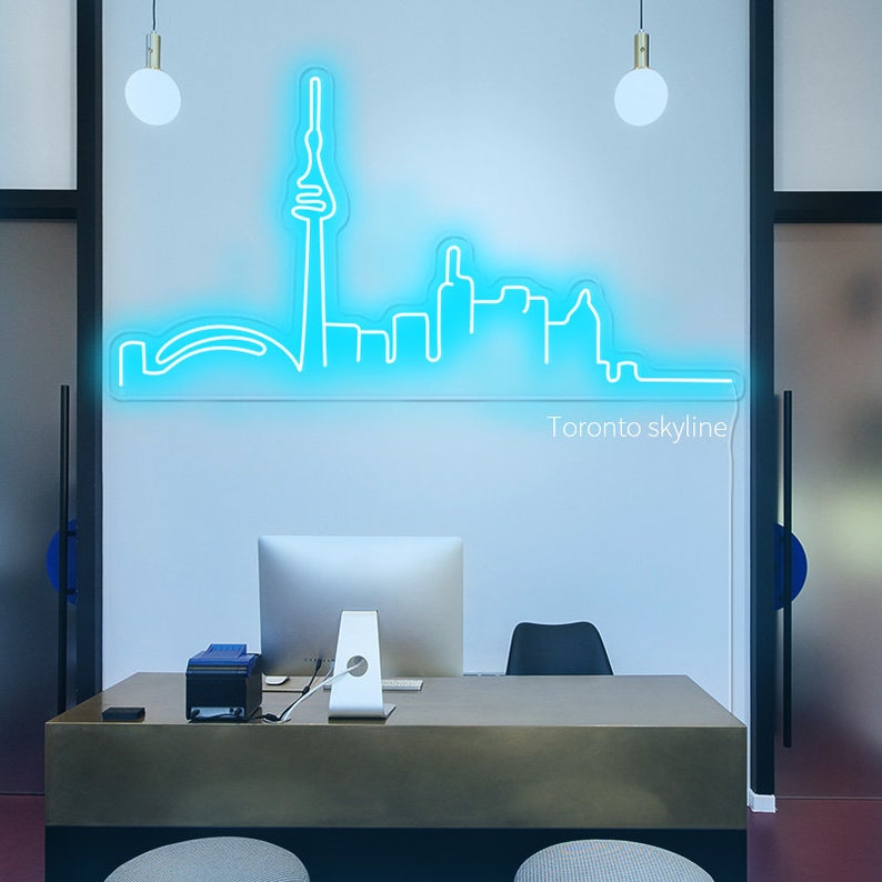 Chicago Skyline Neon Sign Custom Skyline Boston Skyline - Etsy