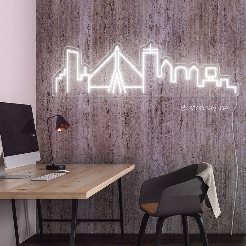 Chicago Skyline Neon Sign Custom Skyline Boston Skyline - Etsy