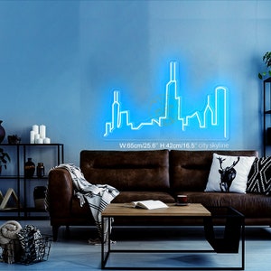 Chicago Skyline Neon Sign | Custom Cityscape LED Neon Light | Skyline ...