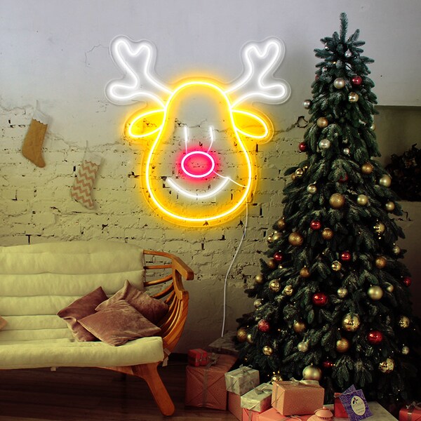 Led Lighted Reindeer Christmas Porch Sign - Etsy