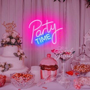 Party Time Neon Sign | Custom LED Neon Sign | Party and Event Decor ...