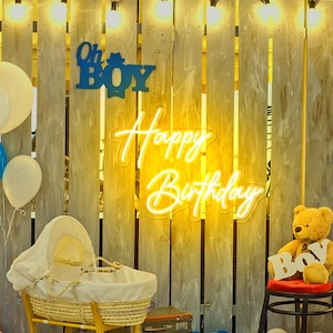 Neon Happy Birthday Sign | Birthday Party Neon Decoration | Custom LED ...