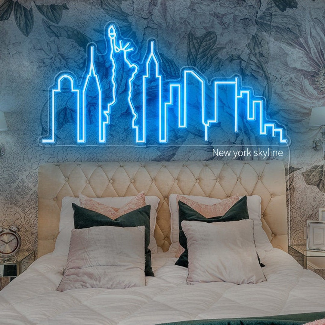 New York City Skyline Neon Sign | Cityscape Neon Line Art | Custom LED ...