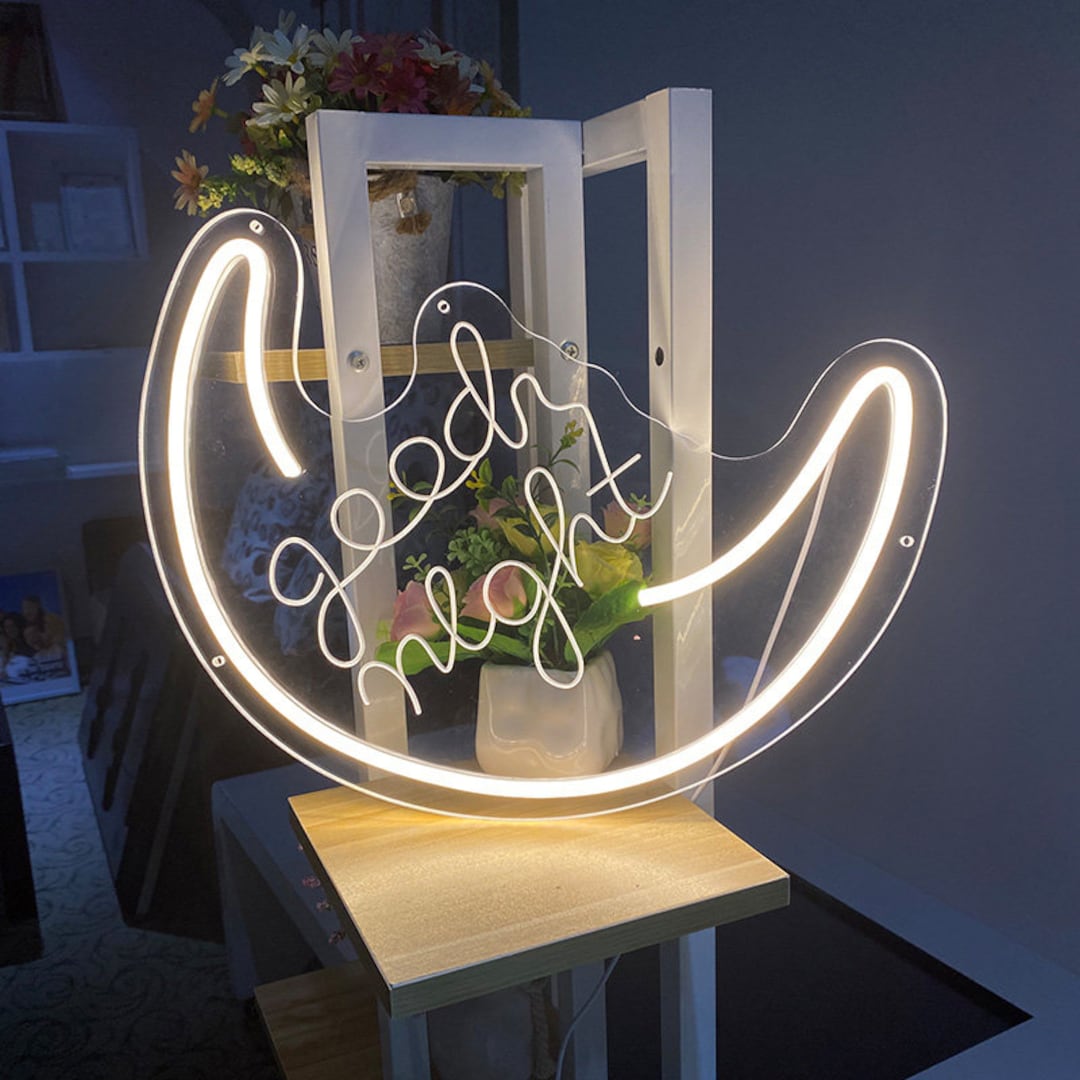 Good Night Neon Sign, Moon Neon Light, Room Decor Neon Sign, Neon Wall ...