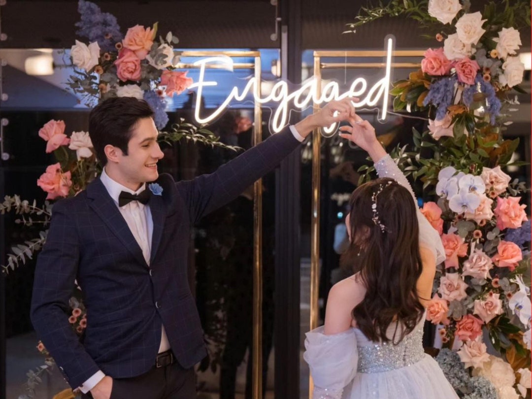 Engaged Neon Sign | LED Neon Engagement Party Decor | Custom Neon ...