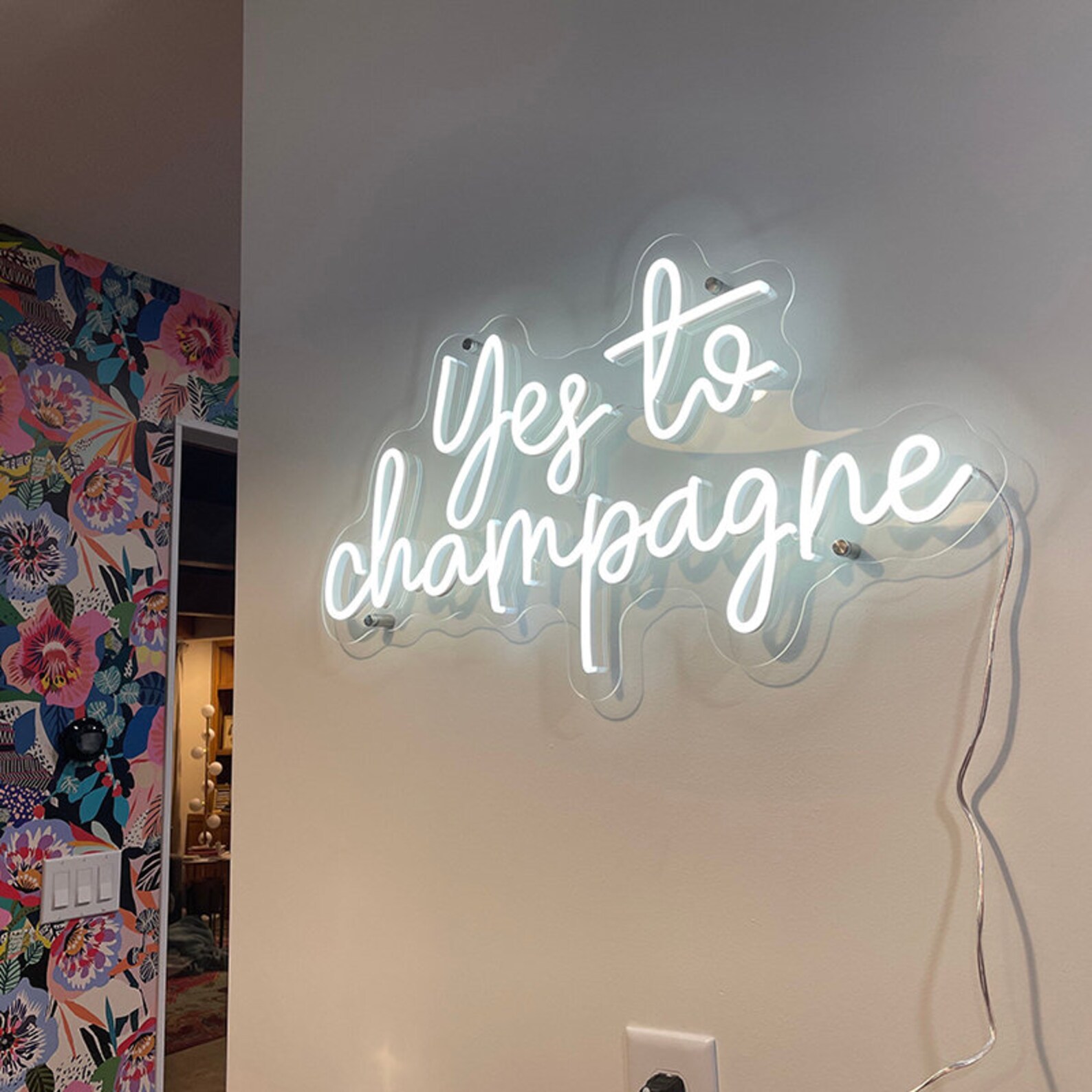 Yes to Champagne Neon Sign Custom Bar Decoration Neon Light | Etsy