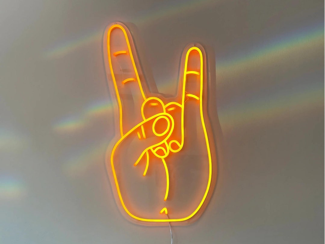 Rock Hand Neon Sign | Heavy Metal Sign of the Horns | Neon Rock on ...