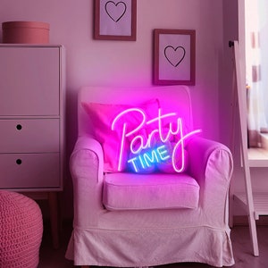 Party Time Neon Sign | Custom LED Neon Sign | Party and Event Decor ...