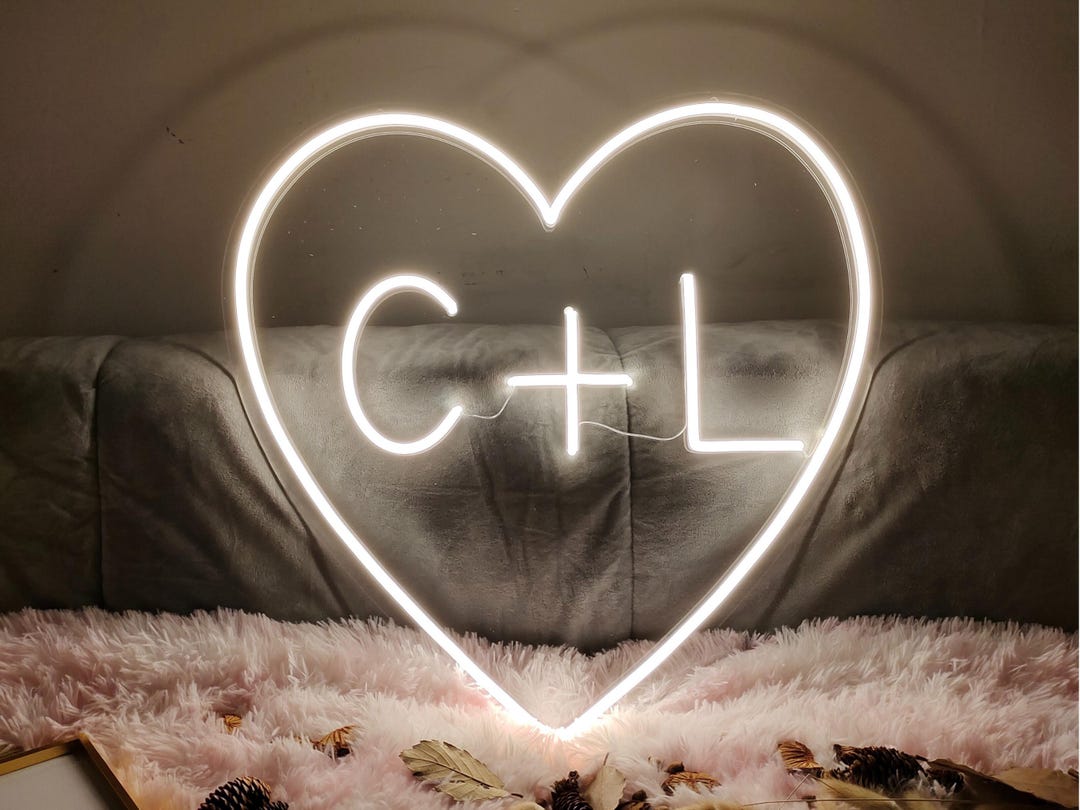 Custom Heart Neon Sign | Personalized Love Heart Neon Light | Custom ...