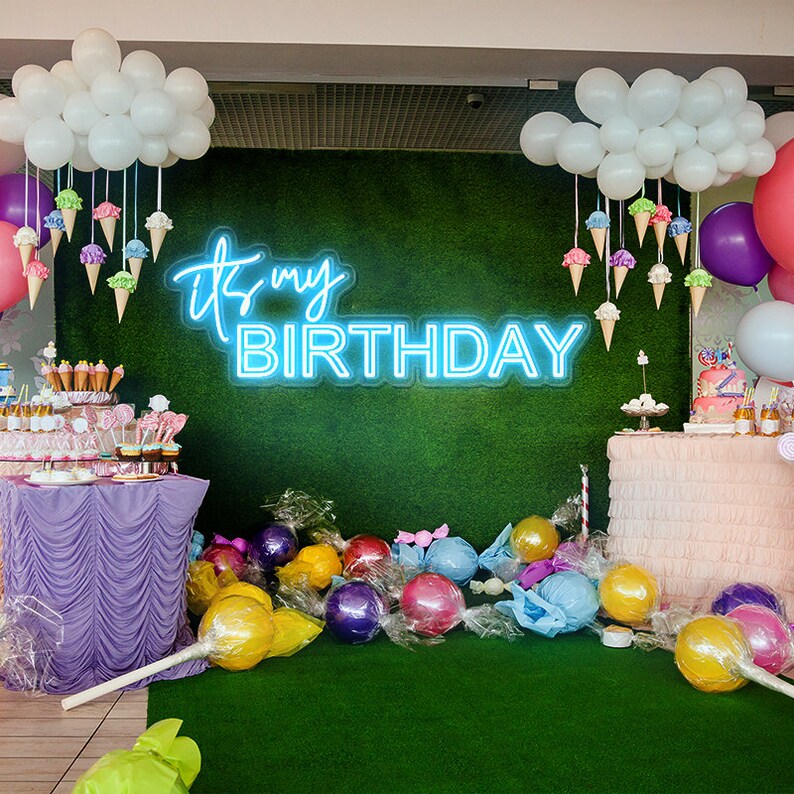 Its My Birthday Sign Neon Words Birthday Party Sign | Etsy