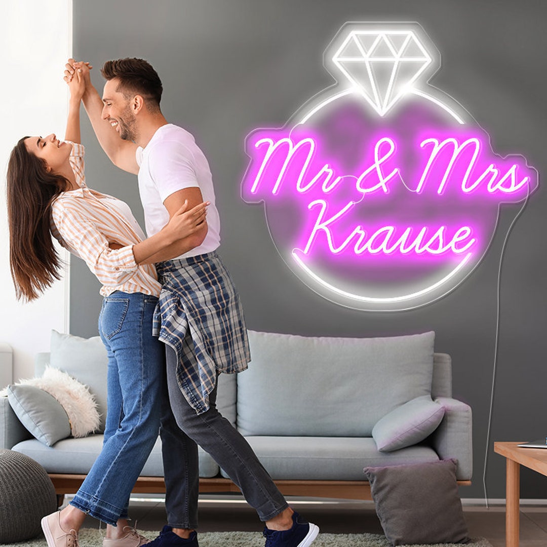 Custom Mr and Mrs Neon Sign | Personalized Neon Wedding Art | LED Neon ...