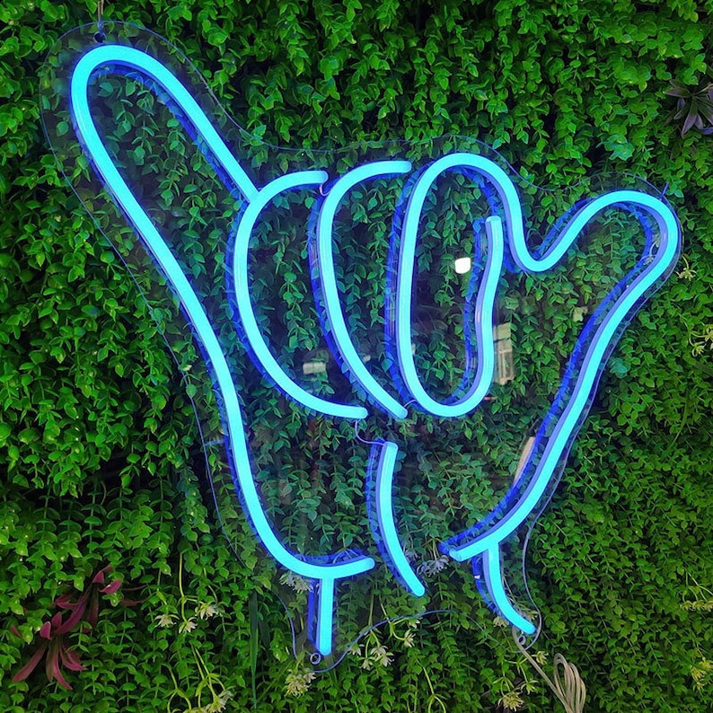 Shaka Hand Sign Neon Light | Custom LED Neon Sign | Hang Loose Neon ...