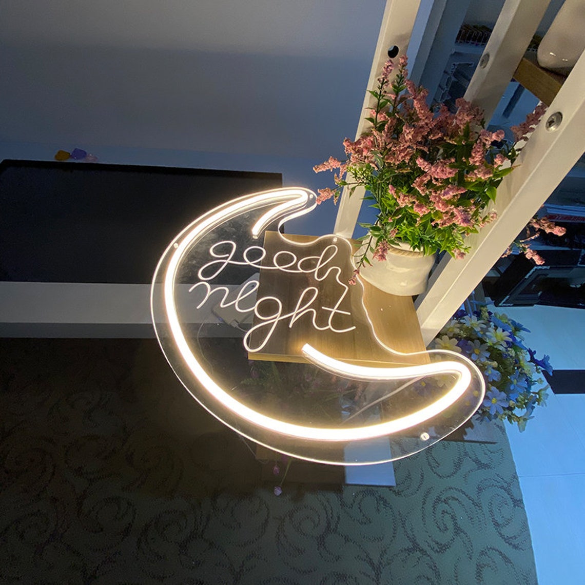 Good Night Neon Sign Moon neon light Room Decor Neon Sign | Etsy