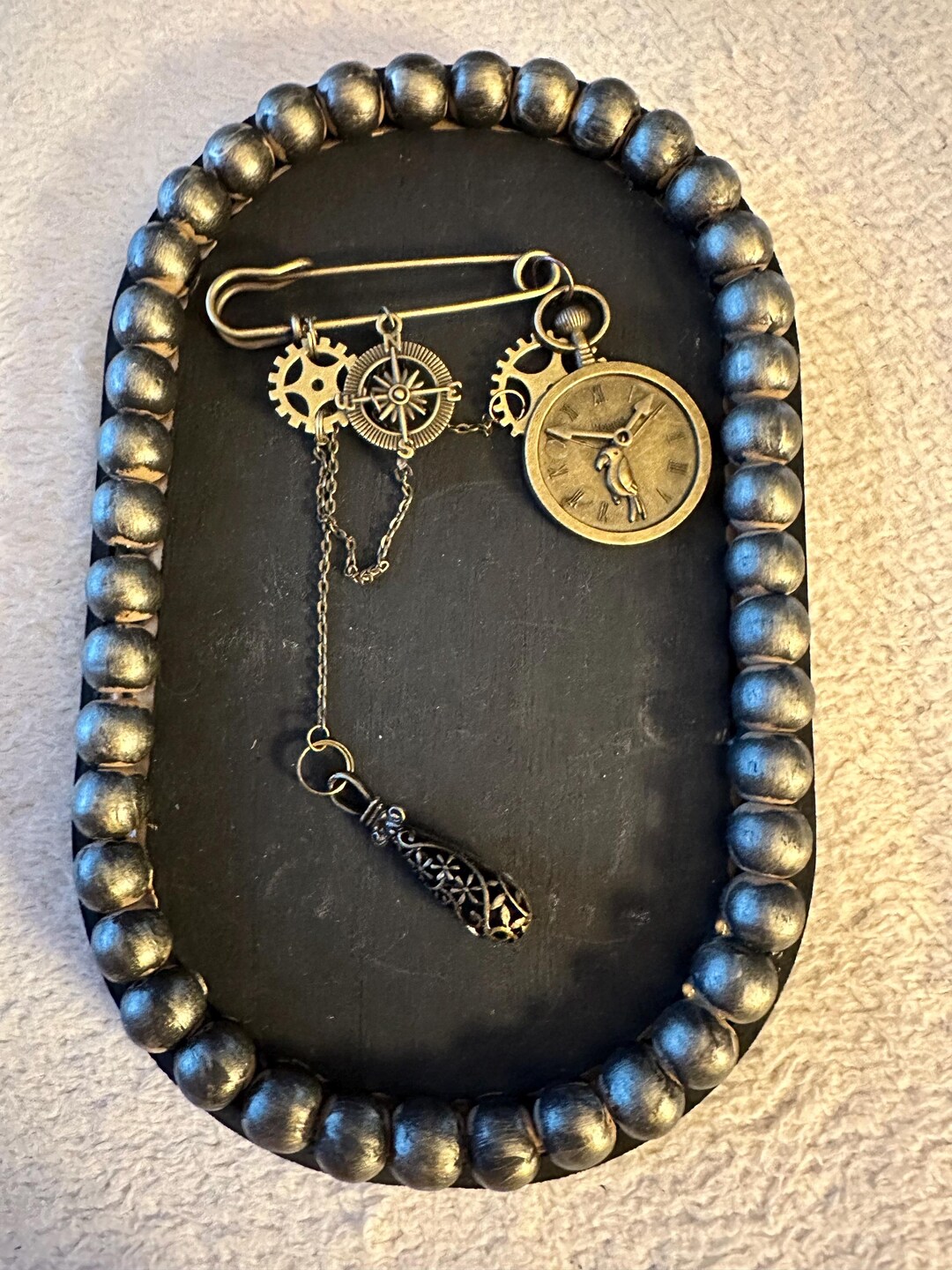 Steampunk Shawl Pin With a Parrot Not a Cuckoo on Its Clock. - Etsy
