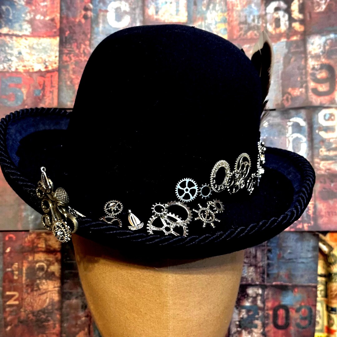 Steampunk Navy Fedora: Large Octopus Nautical Charms - Etsy