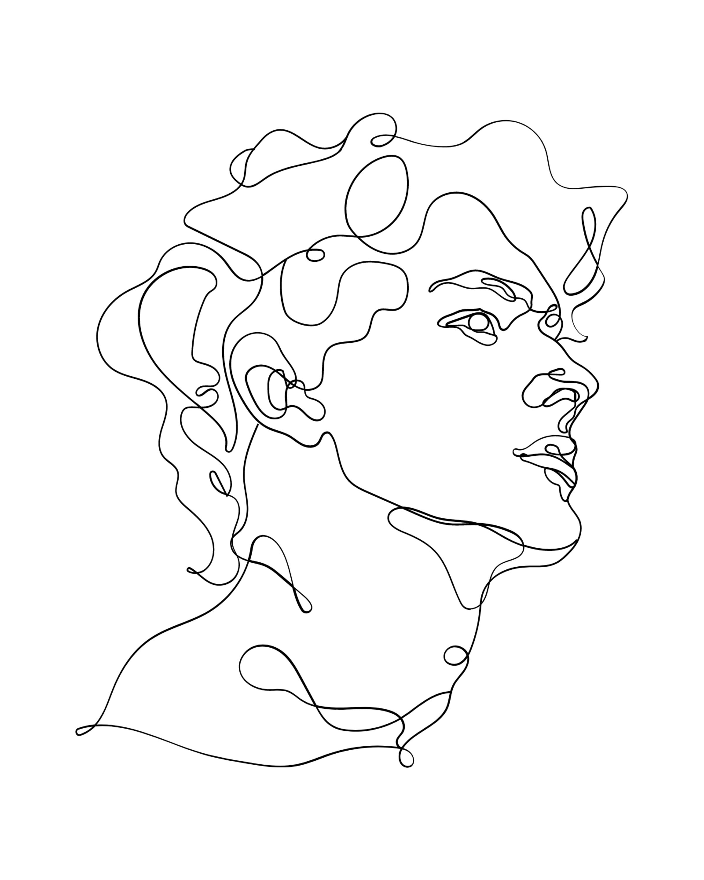 Male Monoline Drawing Set of 3 Wall Art Print Printable - Etsy