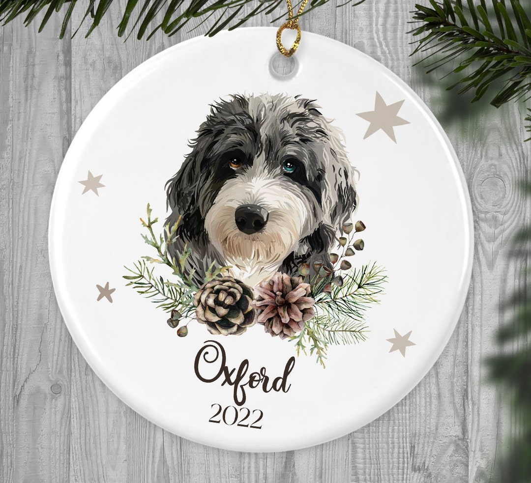 Custom Blue Merle Doodle Christmas Ornaments, Personalized Gift for the ...