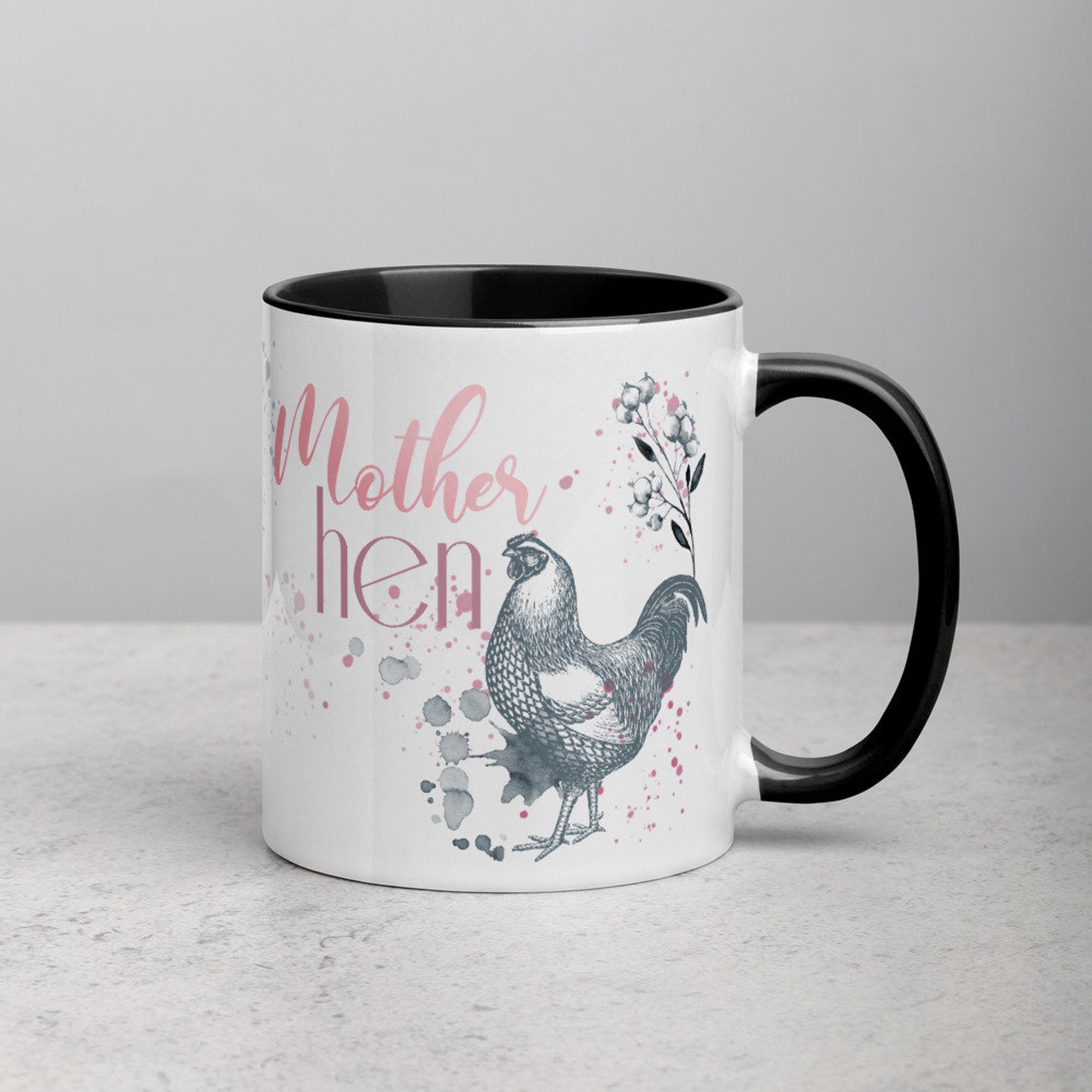 Custom Text and Name Hen Chicken Mug With Color Inside - Etsy