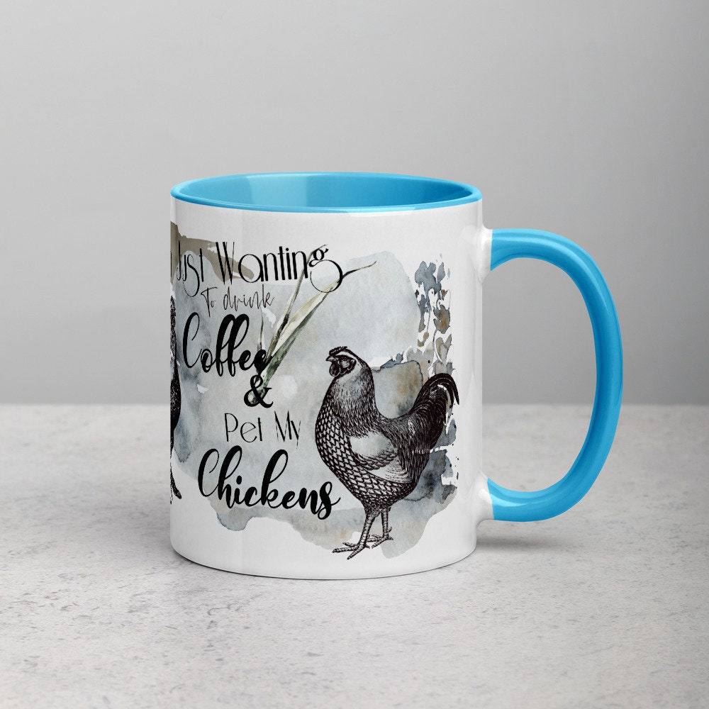 Custom Text and Name Hen Chicken Mug With Color Inside | Etsy