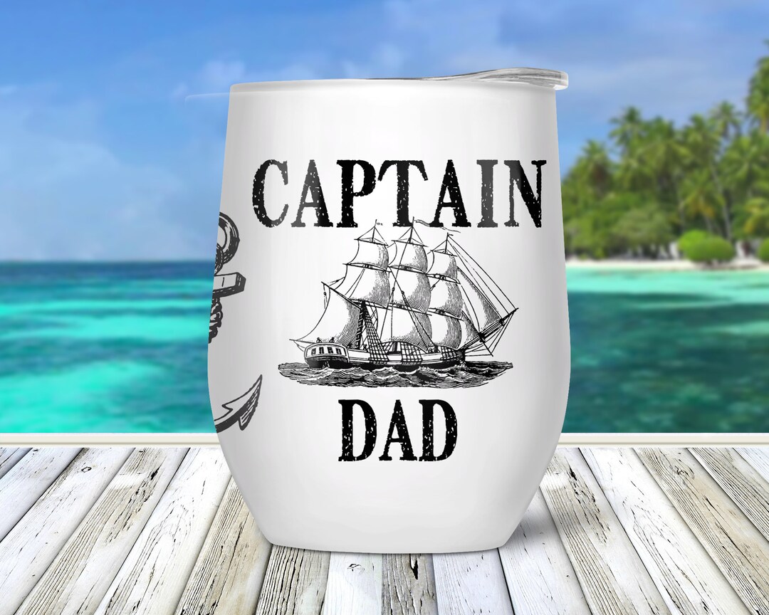 Vintage Captain Dad Stemless Wine Tumblers Father's Day - Etsy