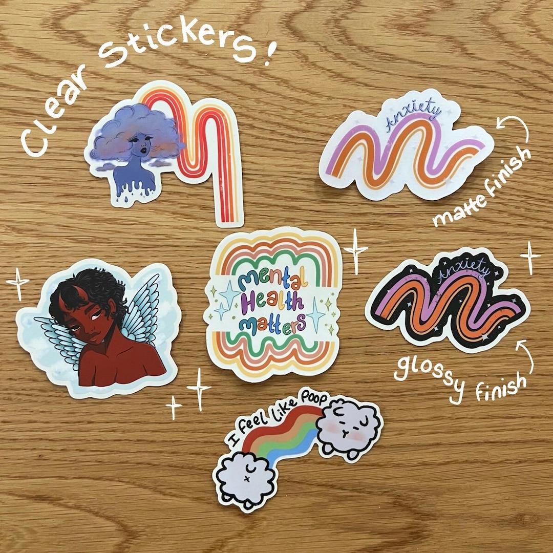 Clear Stickers, Cute Fun Stickers, Water Bottle Stickers, Clear Vinyl ...