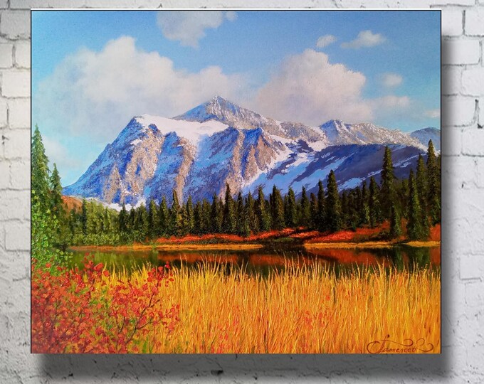 Mountain Painting Hand Painted Mount Shuksan Artwork National Park ...