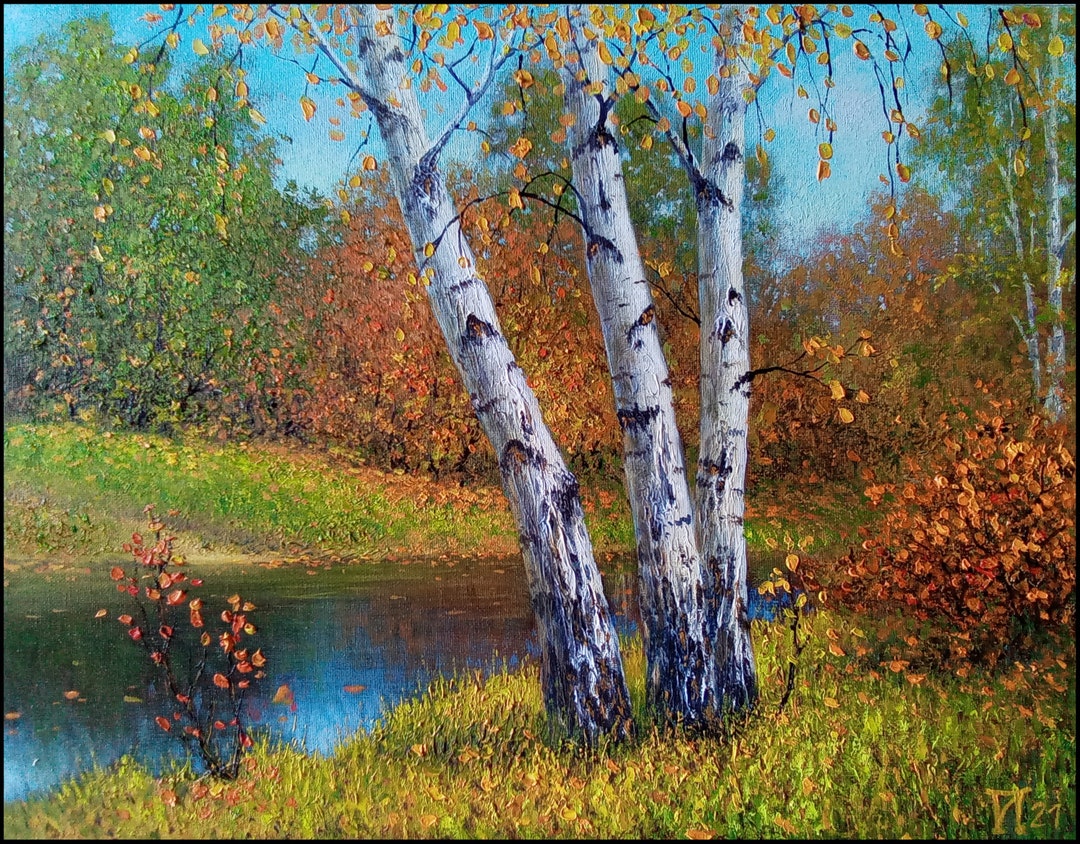 Birch Trees Painting Fall Birch Art Autumn Landscape 14 by - Etsy