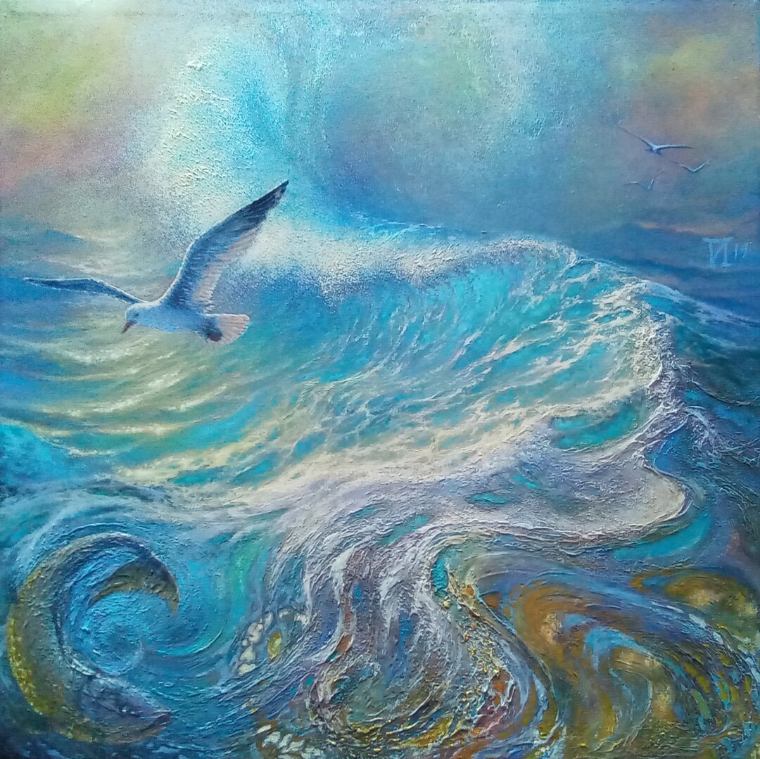 Wave Painting Ocean Big Waves Artwork Custom Painting - Etsy