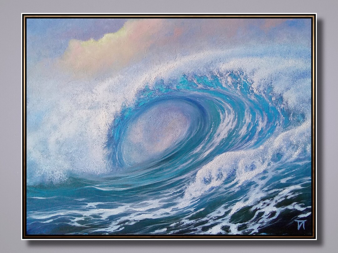 Hawaiian Wave Artwork Seascape Painting Big Blue Wave Art 12 X 16 ...