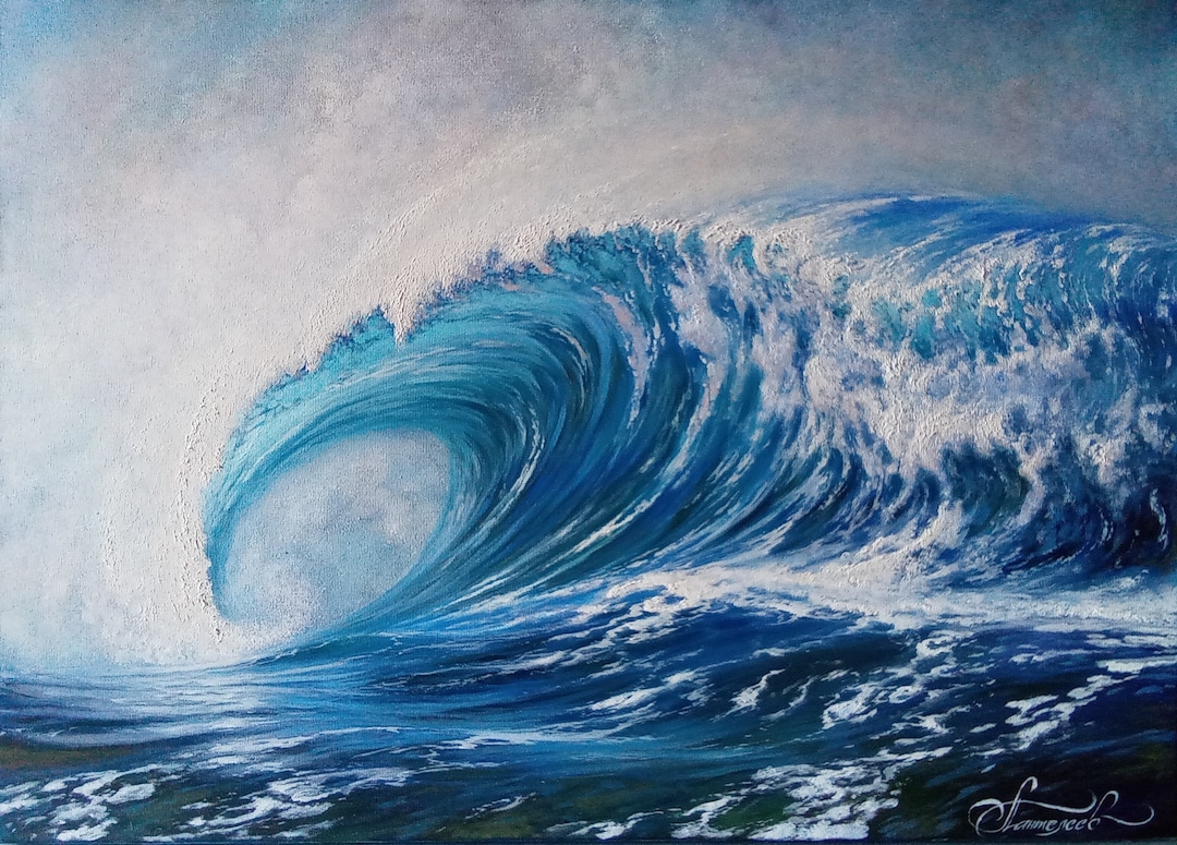 Wave Painting Ocean Big Wave Artwork Seascape Original Oil Painting on ...