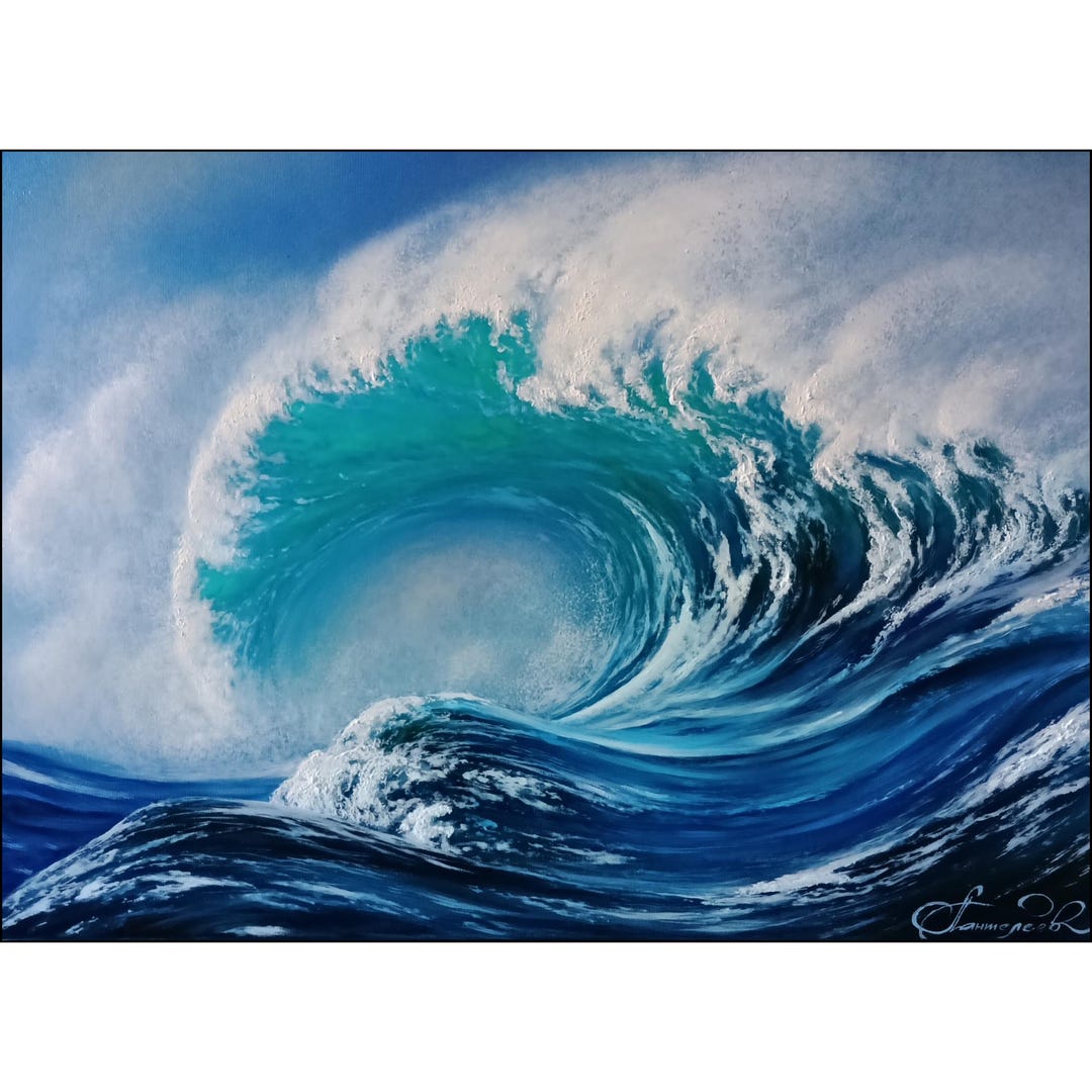 Wave Painting Ocean Big Wave Artwork Seascape Original Oil Painting on ...
