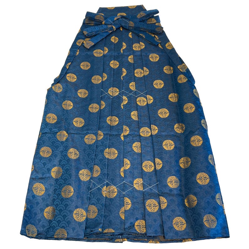 Royal Blue and Gold Brocade Hakama With Pattern of Cranes and Waves - Etsy