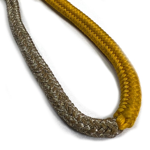 Mustard yellow and silver metallic round vintage obij… - Gem