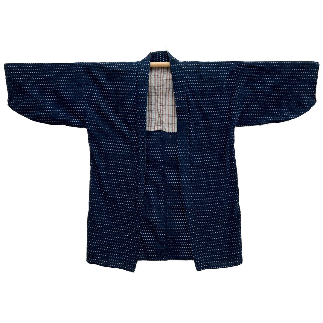 Soft Indigo Noragi With Small White Dot Pattern - Etsy