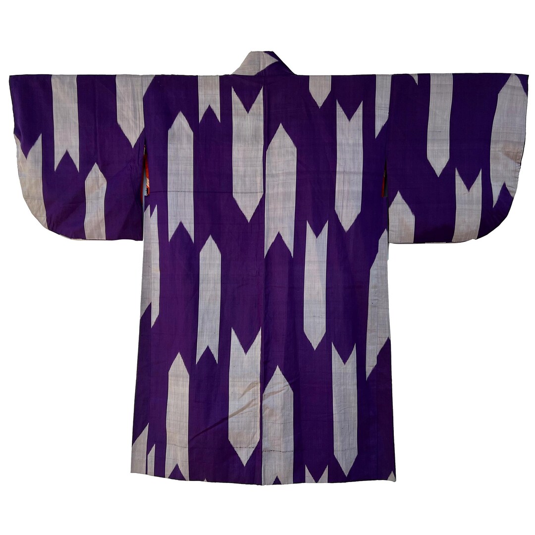 Purple and and Silver Meisen Haori With Yabane (arrow) Pattern - Etsy